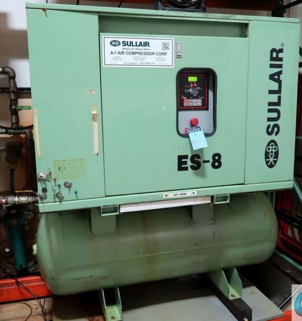 Used Sullair ES8 30HP Rotary Screw Air Compressor w/ Tank