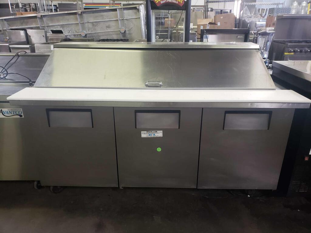 Used True TSSU-72-30M Mega Top Sandwich Pizza Prep Table W/ Pans